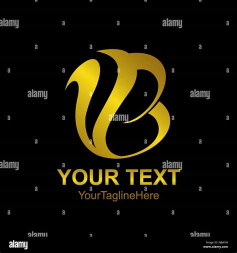 Initial Letter Vb Logo Template Colored Gold Elegant Luxury Design For