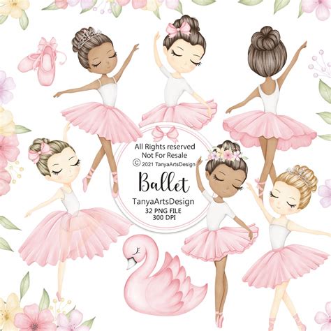 Ballerina Clipart Cute Ballet Clipart Watercolor Pink Ballerina Swan