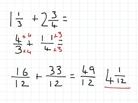add fractions with different denominators and mixed numbers math arithmetic fractions