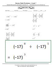Seventh Grade Math Worksheets Free Printable Beestar