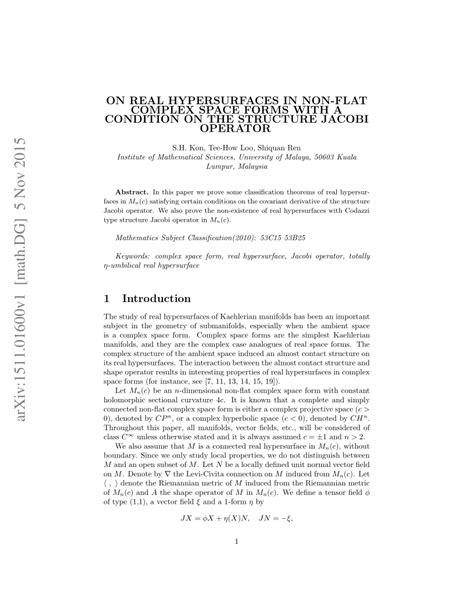 pdf real hypersurfaces in a complex space form with a condition on the structure jacobi operator