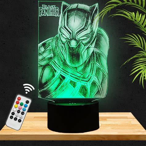 Lampe LED 3D Black Panther Avec Socle Au Choix LampePhoto