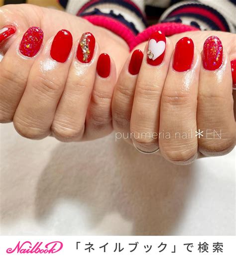 秋 冬 オールシーズン バレンタイン シンプル purumeria nailENのネイルデザイン No 6502455 ネイルブック