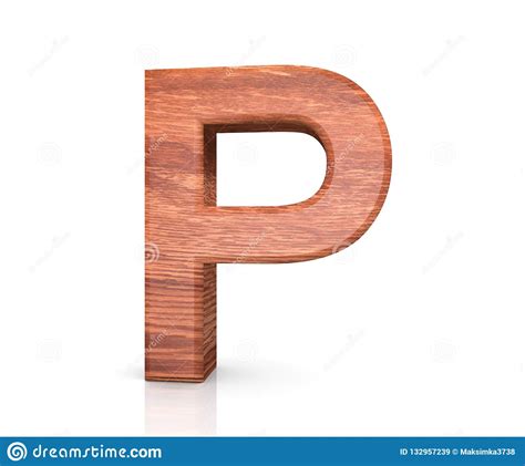 3D Decorative Wooden Alphabet Capital Letter P Stock Illustration