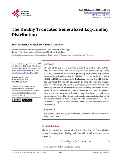 pdf the doubly truncated generalized log lindley distribution