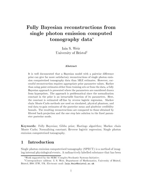 pdf fully bayesian reconstructions from single photon emission computed tomography data