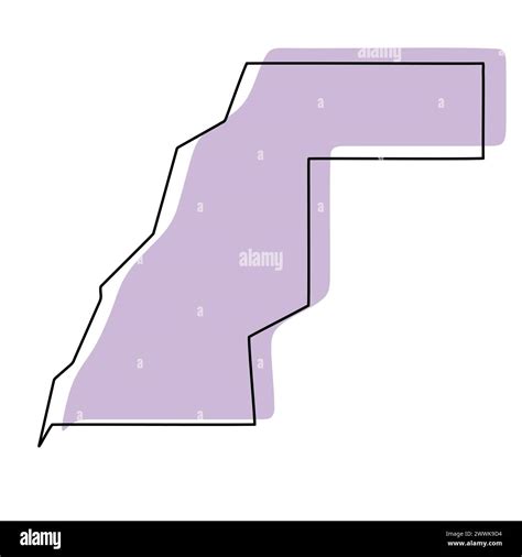 Western Sahara Country Simplified Map Violet Silhouette With Thin