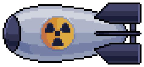 pixel art bomba nuclear icono de vector de bomba atómica para juego de
