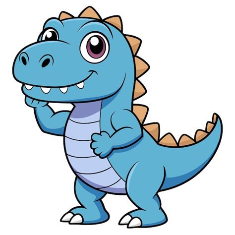 Un Dibujo De Dibujos Animados De Un Dinosaurio Azul Con Ojos Verdes