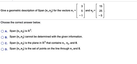 solved list five vectors in span{v1 v2} do not make a