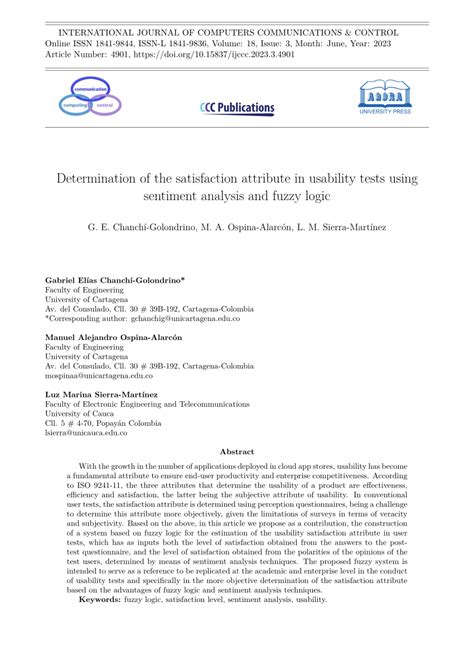 pdf determination of the satisfaction attribute in usability tests using sentiment analysis