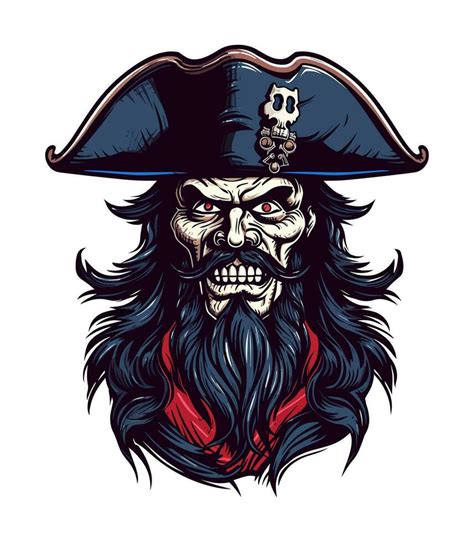 Pirates Skull Zombie Head Vector Clip Art Illustration Vector