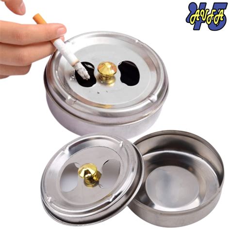 Cod Asbak Rokok Dengan Penutup Stainless Steel Portable Anti Karat