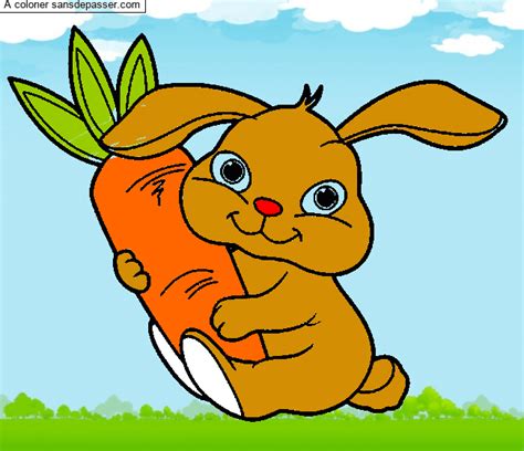 Dessin colorié Coloriage Petit Lapin et sa carotte par un invité