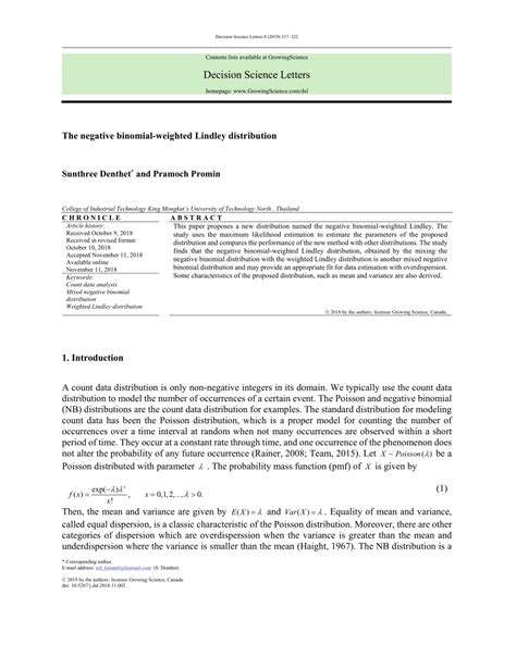 pdf the negative binomial weighted lindley distribution