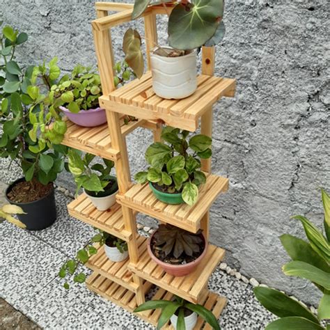 Floreira de chão Suporte para vasos de plantas em madeira 13