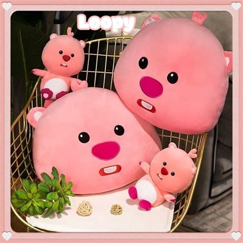 Pororo Loopy Gấu Bông Thú Nhồi Bông Hình Chim Cánh Cụt Màu Hồng Dễ