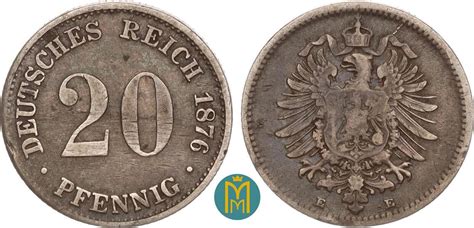 Deutsches Kaiserreich 20 Pfennig 1876 E VF MA Shops