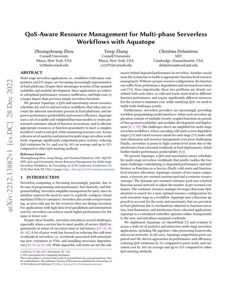 pdf qos aware resource management for multi phase serverless workflows with aquatope