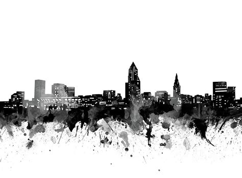 Cleveland Skyline Bw Digital Art By Bekim M Pixels