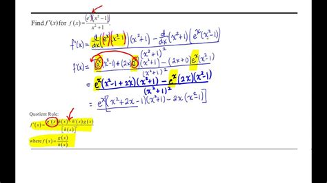 quotient rule function with product in numerator youtube