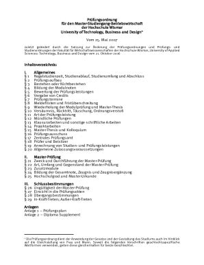 Ausfüllbar Online Prfungsordnung fr den Master Studiengang Fax