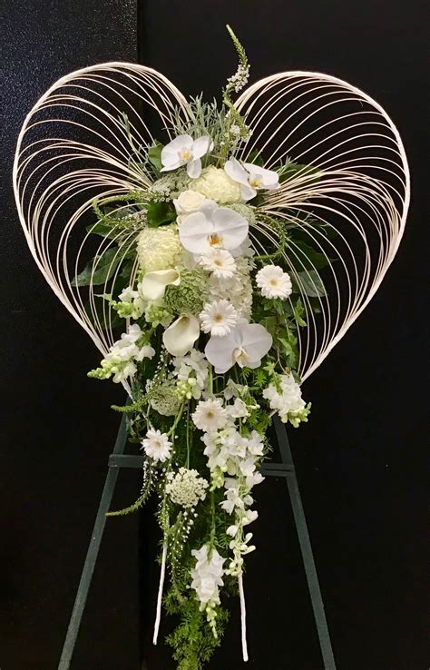 Modern Heart Shaped Sympathy Standing Spray Kui I Florist Llc Hilo
