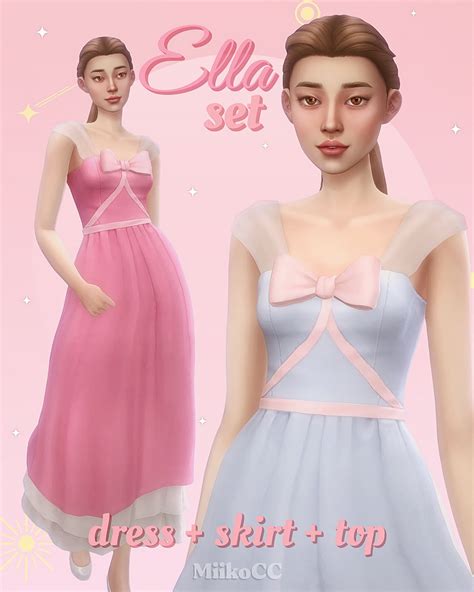 Ella Set Dress Skirt Top Miiko Sims 4 Dresses Set Dress Sims