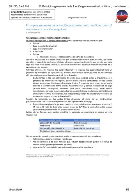 SOLUTION 62 Principios Generales De La Funci N Gastrointestinal