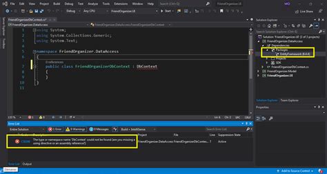 C Entity Framework Added To References But Dbcontext Is Not Found
