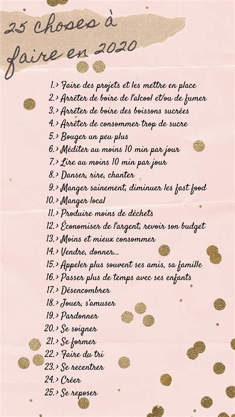 25 bonnes résolutions pour 2020 checklist à imprimer PETITE MAM