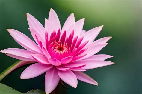 Premium Ai Image A Pink Lotus Flower With The Green Background