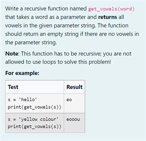 Solved Write A Recursive Function Named Get Vowels Word Chegg