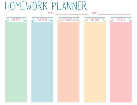 Homework Agenda Template Sfiveband