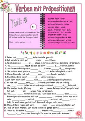 Verben Mit Pr Positionen Deutsch Daf Arbeitsbl Tter Pdf