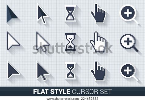 Pixelated Smooth Vector Cursors Long Shadows Stock Vector Royalty Free