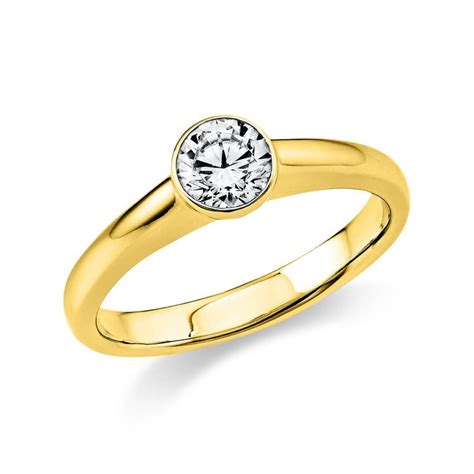 Solitär Ring aus 585 Gelbgold mit Brillant 0 50 Ct Zarge