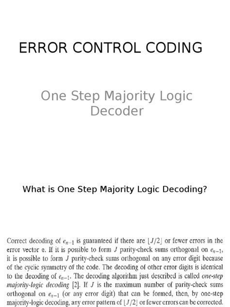 one step majority decoder pdf code error detection and correction