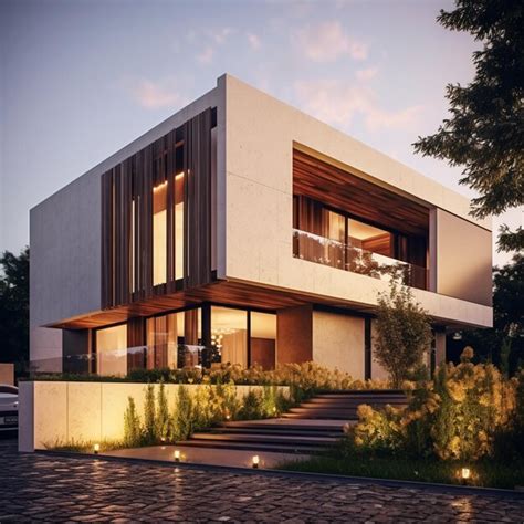 Fachada moderna casa exterior villa arquitectura imágenes ai generated