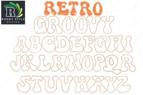 Retro Groovy Font Brush Stamp Procreate Graphic By Roddy Style