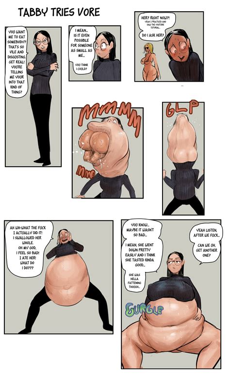 Rule 34 Comic Digestion Female Female Pred Female Prey Large Belly Large Breasts Lemonfont