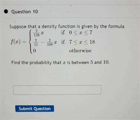 solved suppose that a density function is given by the
