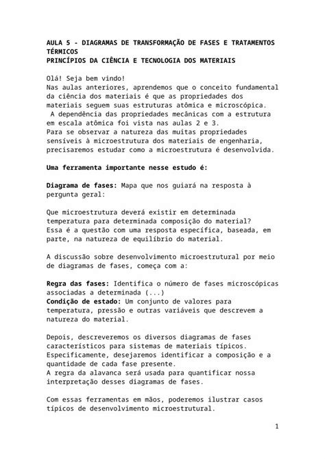 DOC Aula 5 Diagramas de Transformação de Fases e Tratamentos
