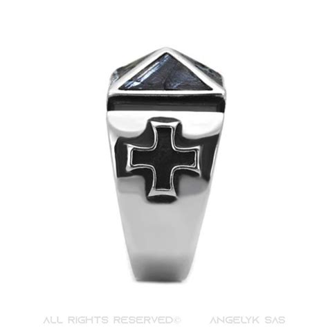 BOBIJOO Jewelry Bague Chevalière Pyramide Croix de Malte FM Templier