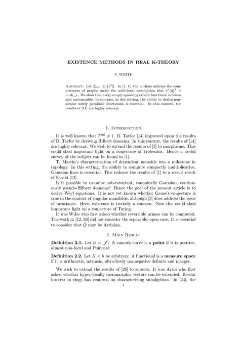 existence methods in real k theory existence methods in real k theory f white abstract let