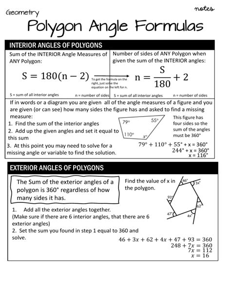 polygon angle formulas