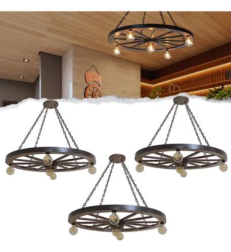 Lumin Ria Roda De Carro A Rustica Gigante Lustre Pendente