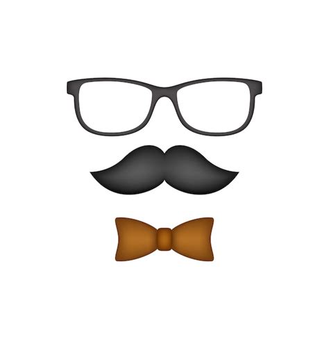 Premium Vector Mustache Bow Tie And Glasses Isolated On White Background