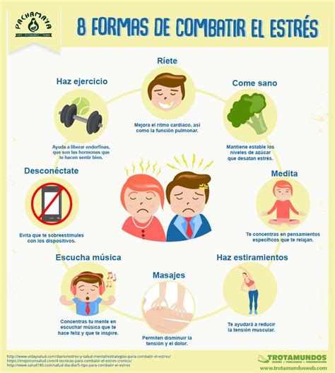 Infografía 8 formas de combatir el estrés Nurse life Social work