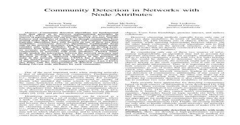 community detection in networks with node … detection in networks with node attributes jaewon